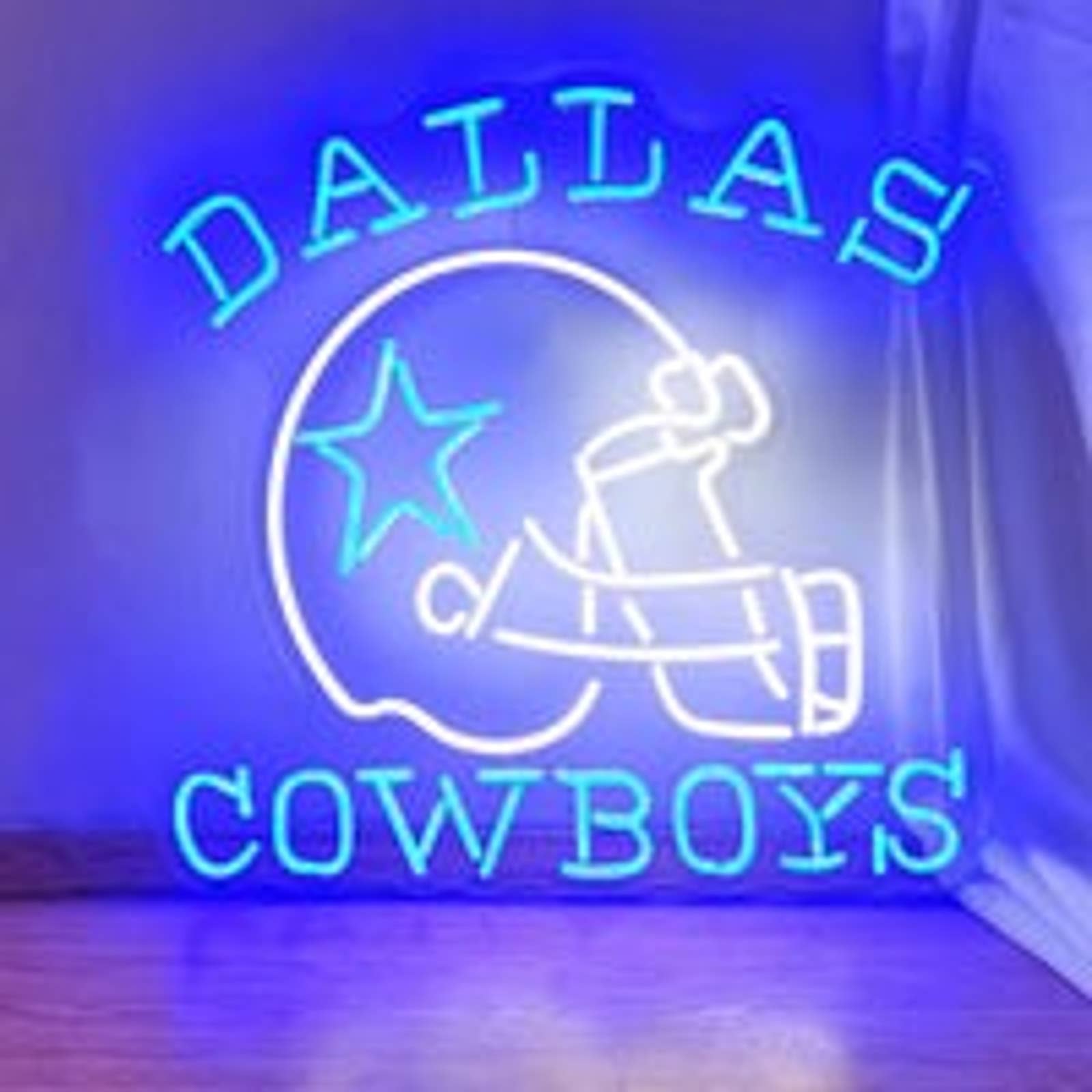 Large Bright Dallas Cowboys LED Game Night Light Room Football Wall Sp ...